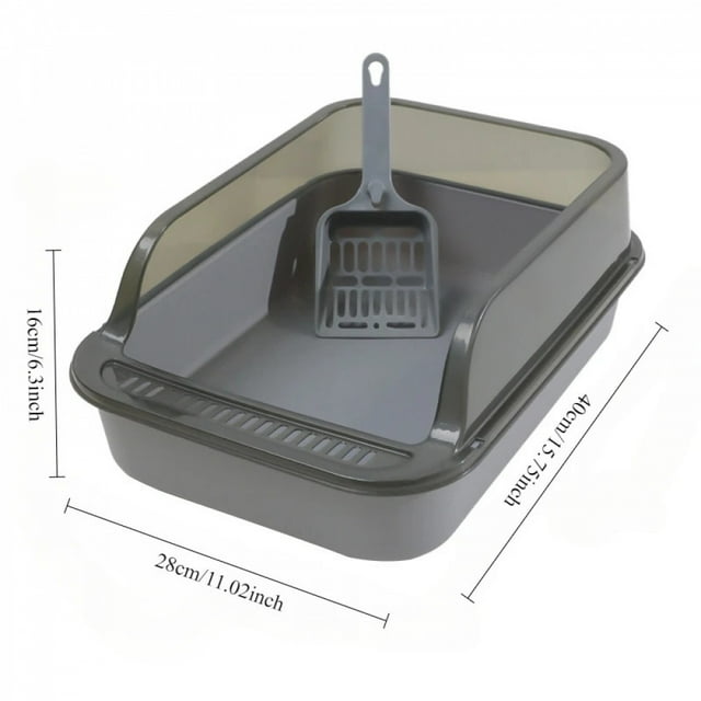 Open Cat Sandbox High-Side Splashproof Cats Litter Box with Cleaning ...