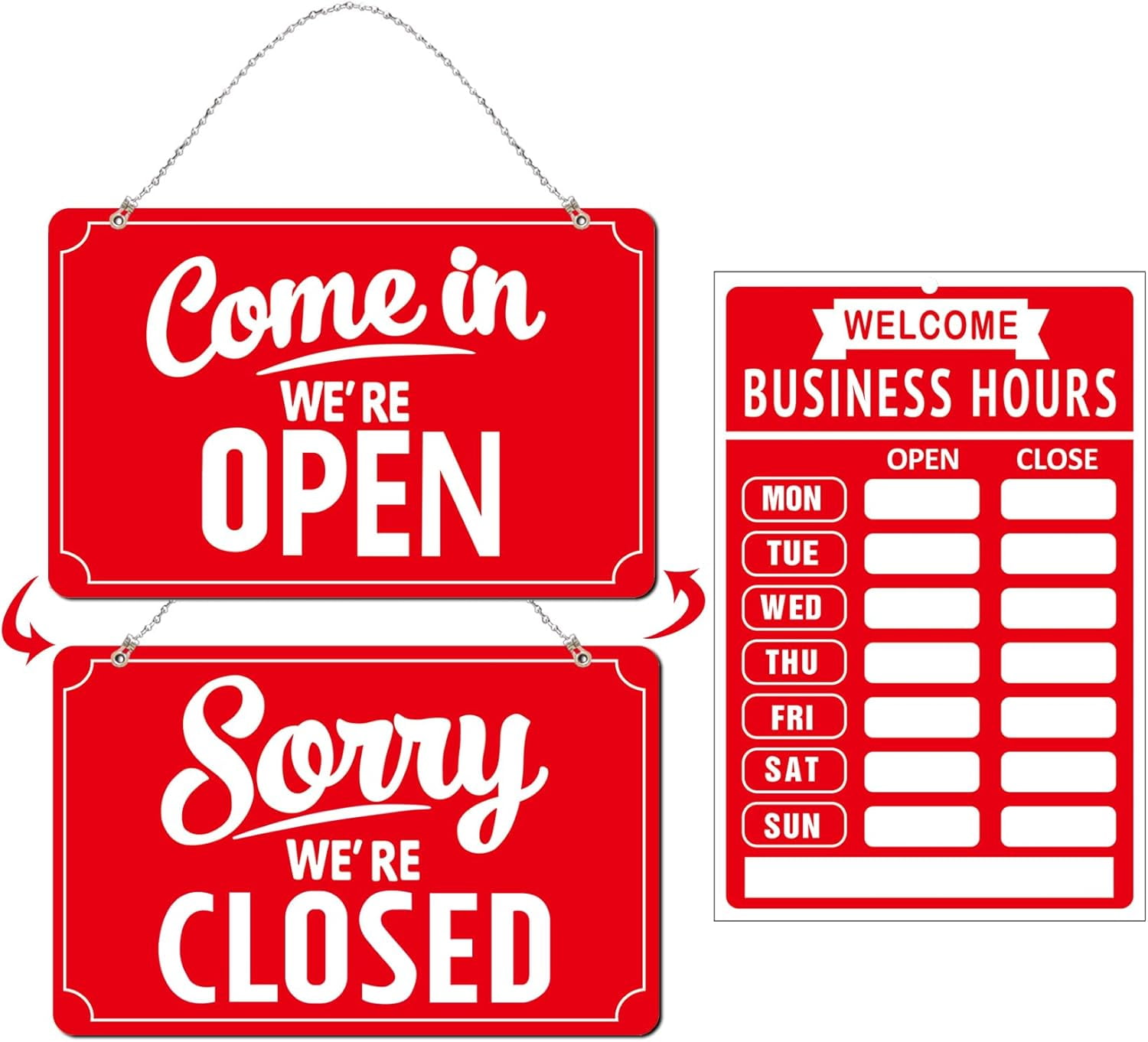 Open Closed Signs Business Hours Sign Set for Window Door Open Signs ...