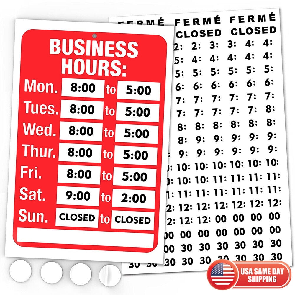Open Closed Signs Kit Business Hours Store Office Operation Window ...