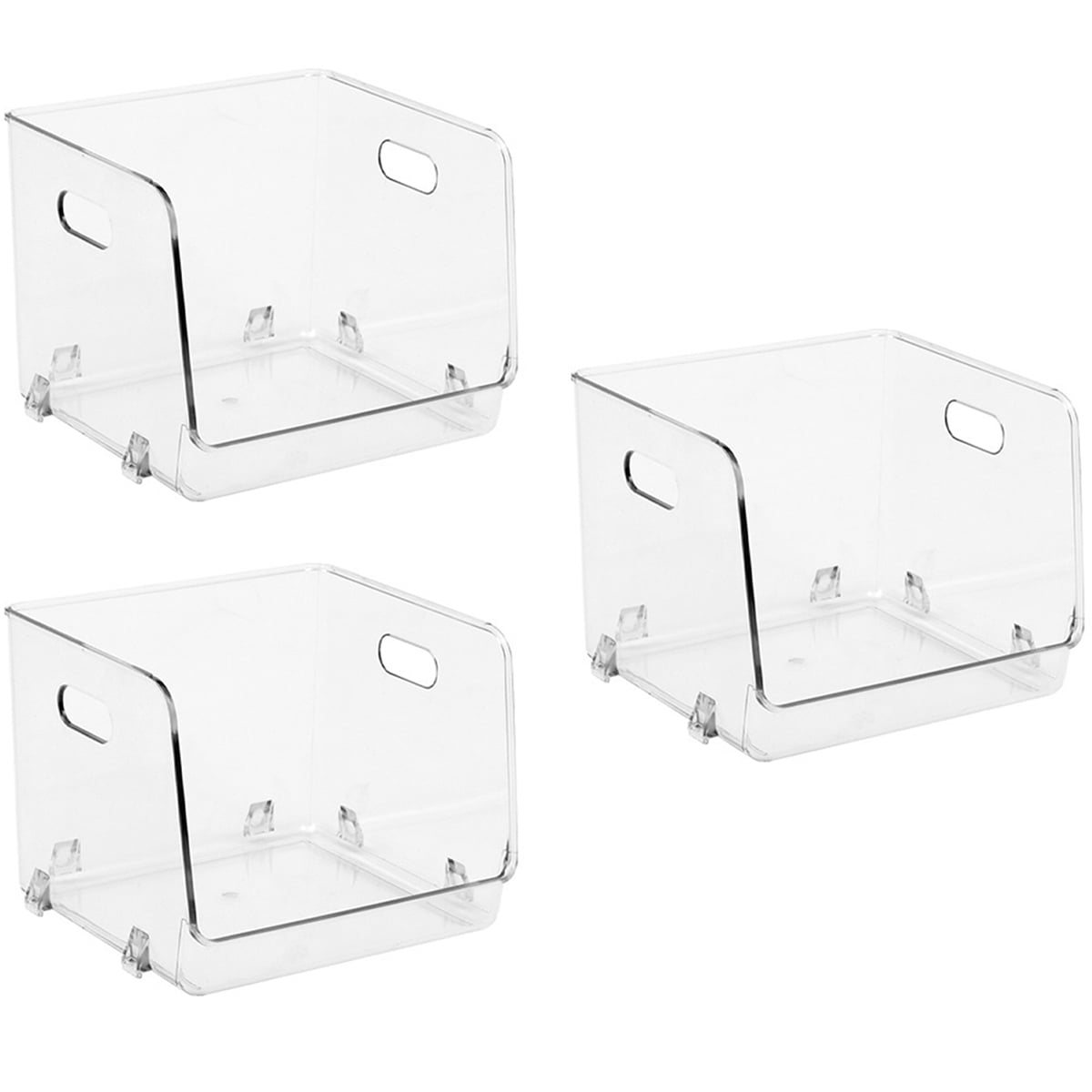 Open Compartment Clear Plastic Organizer, Stackable Plastic Vanity ...