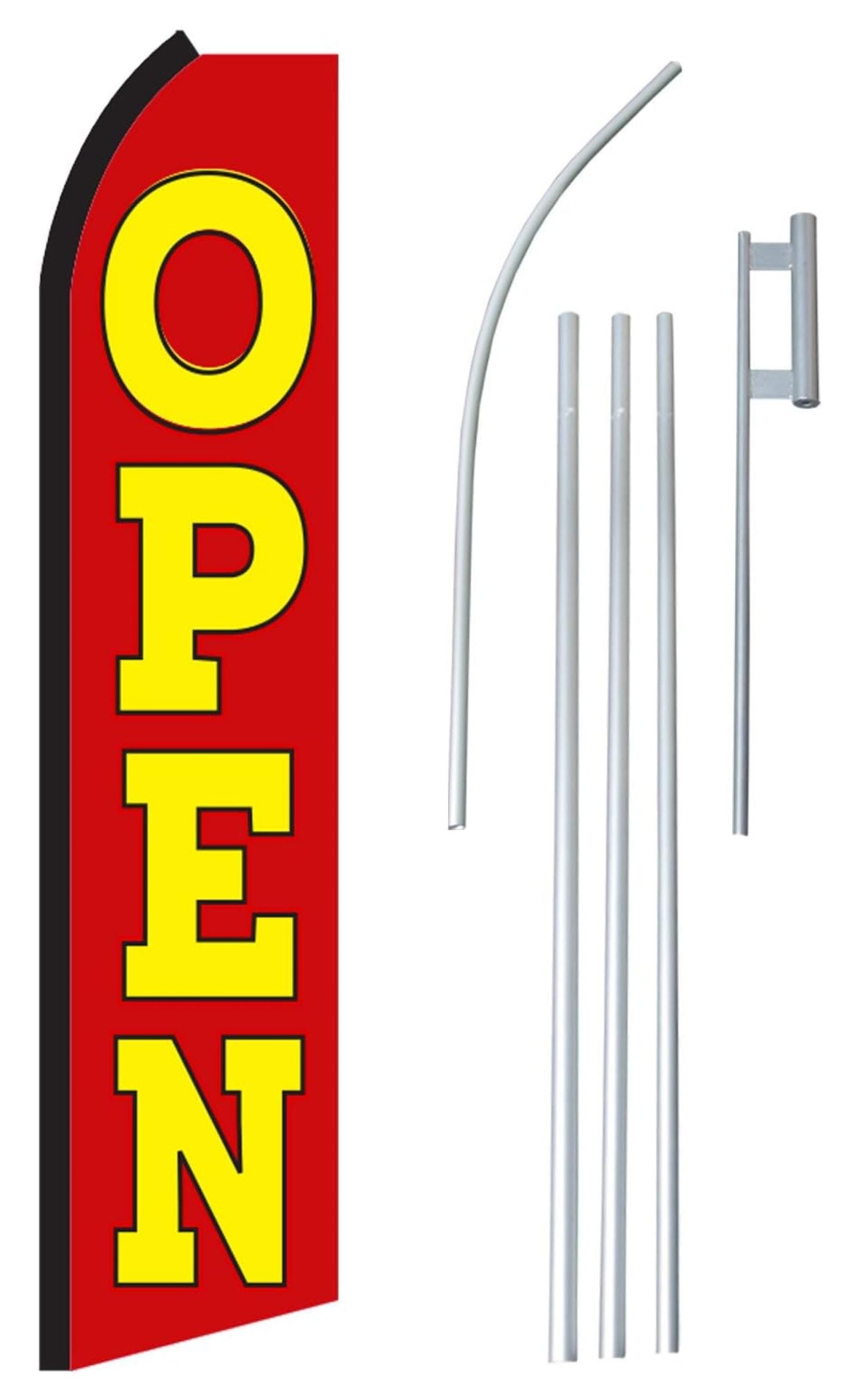 -"Open" Complete Flag Kit - Includes 12' Swooper Business Flag with 15 ...