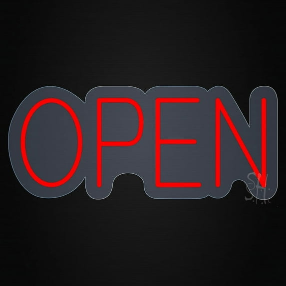 Open Contoured Clear Backing LED Neon Sign 10 x 24 - inches, Clear Edge ...