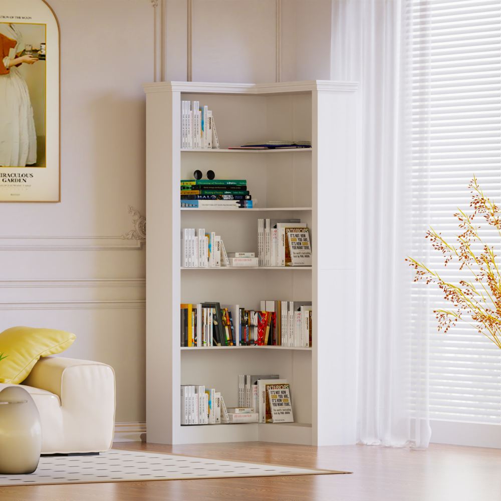 Open Corner Bookshelf, Display Reading Storage Integrated Bookcase ...
