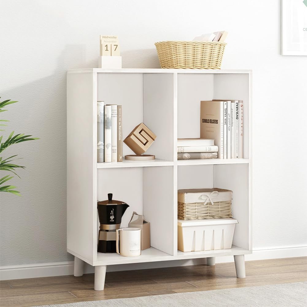 Open Cube Low Bookcase - 2-Tier Freestanding Storage Display Cabinet ...