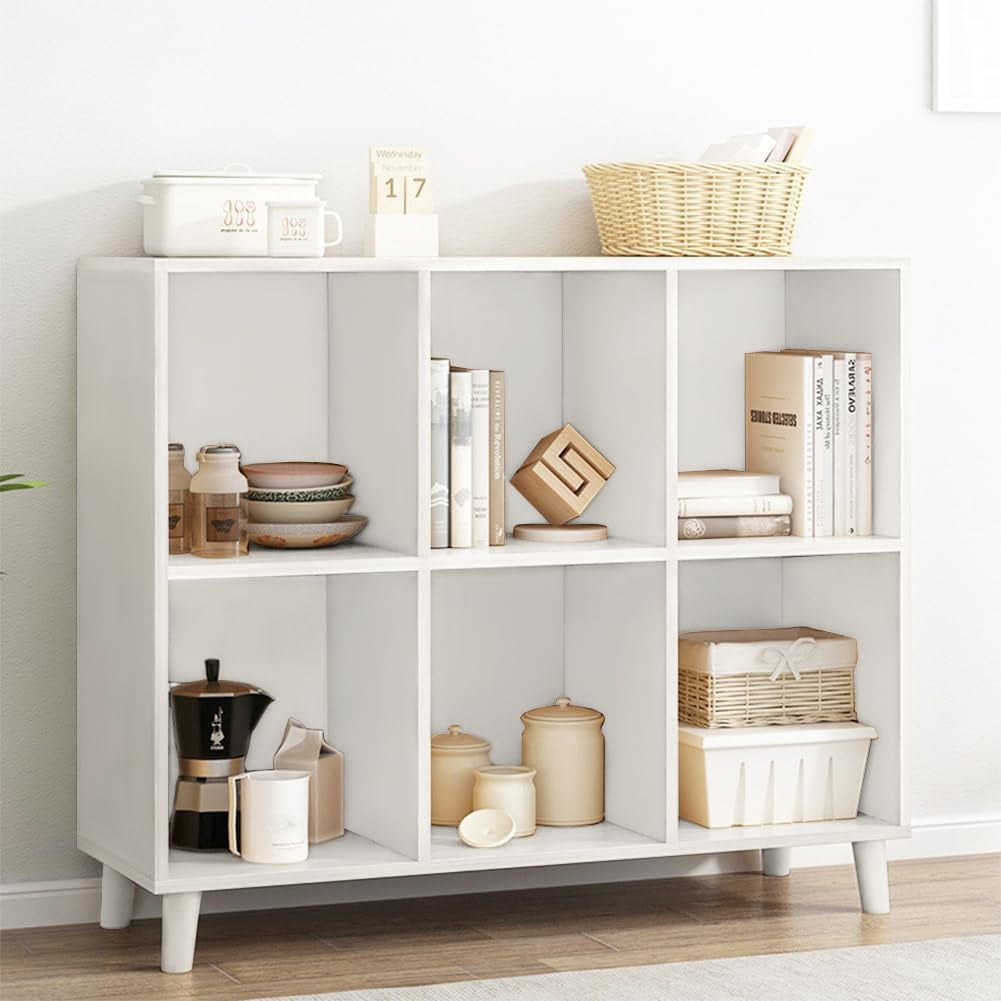 Open Cube Low Bookcase - 2-Tier Freestanding Storage Display Cabinet ...
