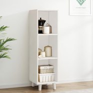 DIYART White Wood Bookcase with 3 Tier Open Shelves, 10-Cube Storage ...