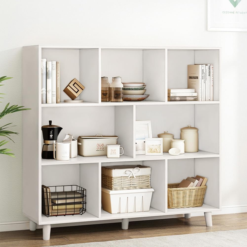 Open Cube Low Bookcase - 3-Tier Freestanding Storage Display Cabinet ...