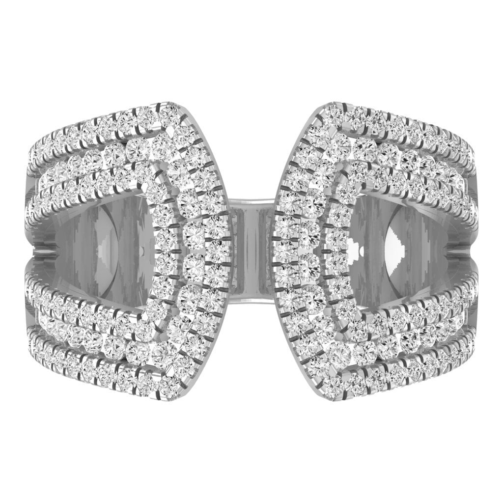 Open Cuff Diamond Engagement Wedding Ring, Triple Row Pave Set Diamond ...