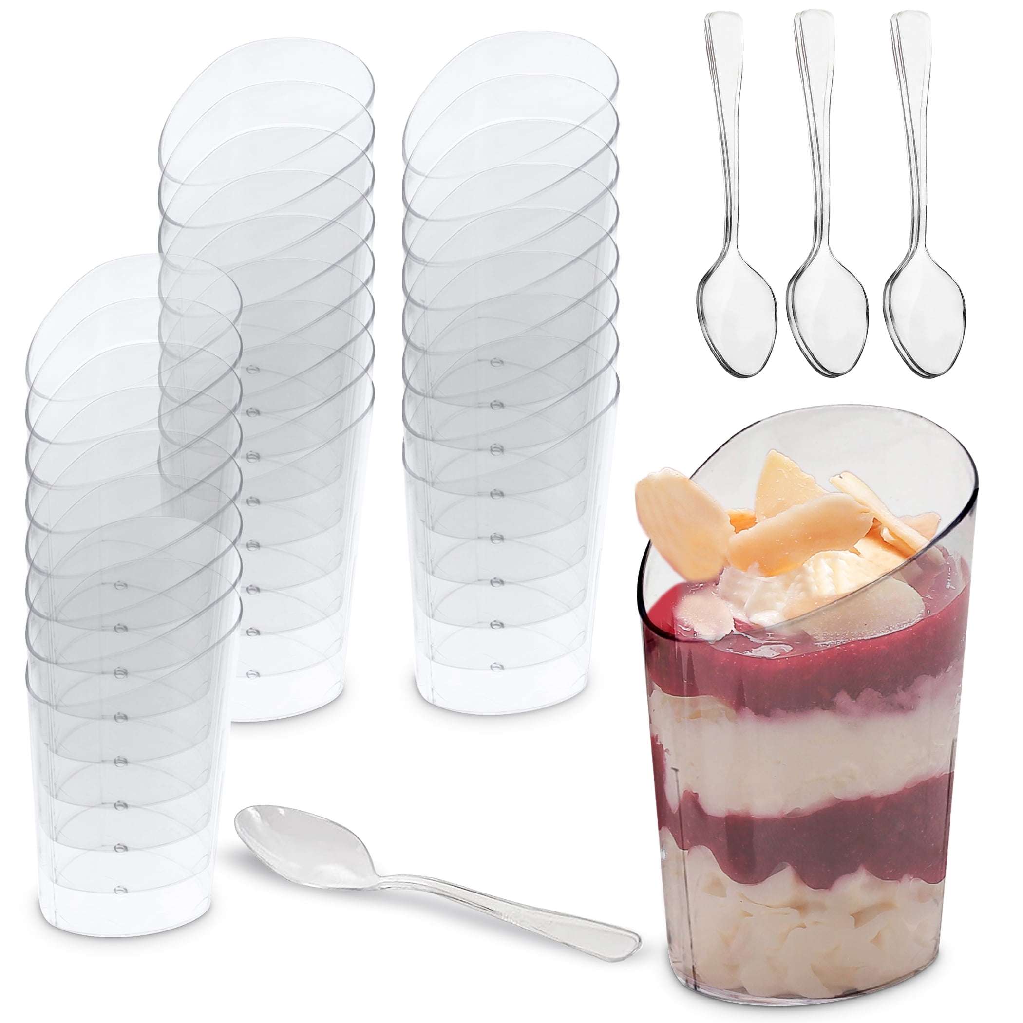 Open Cut Slanted Round Dessert Cups -3 ounce - 40 Count - Spoons ...