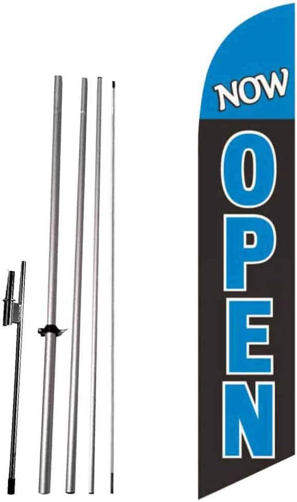 Open (Cyan/Black) Advertising Banner Swooper Flag with complete 15ft ...