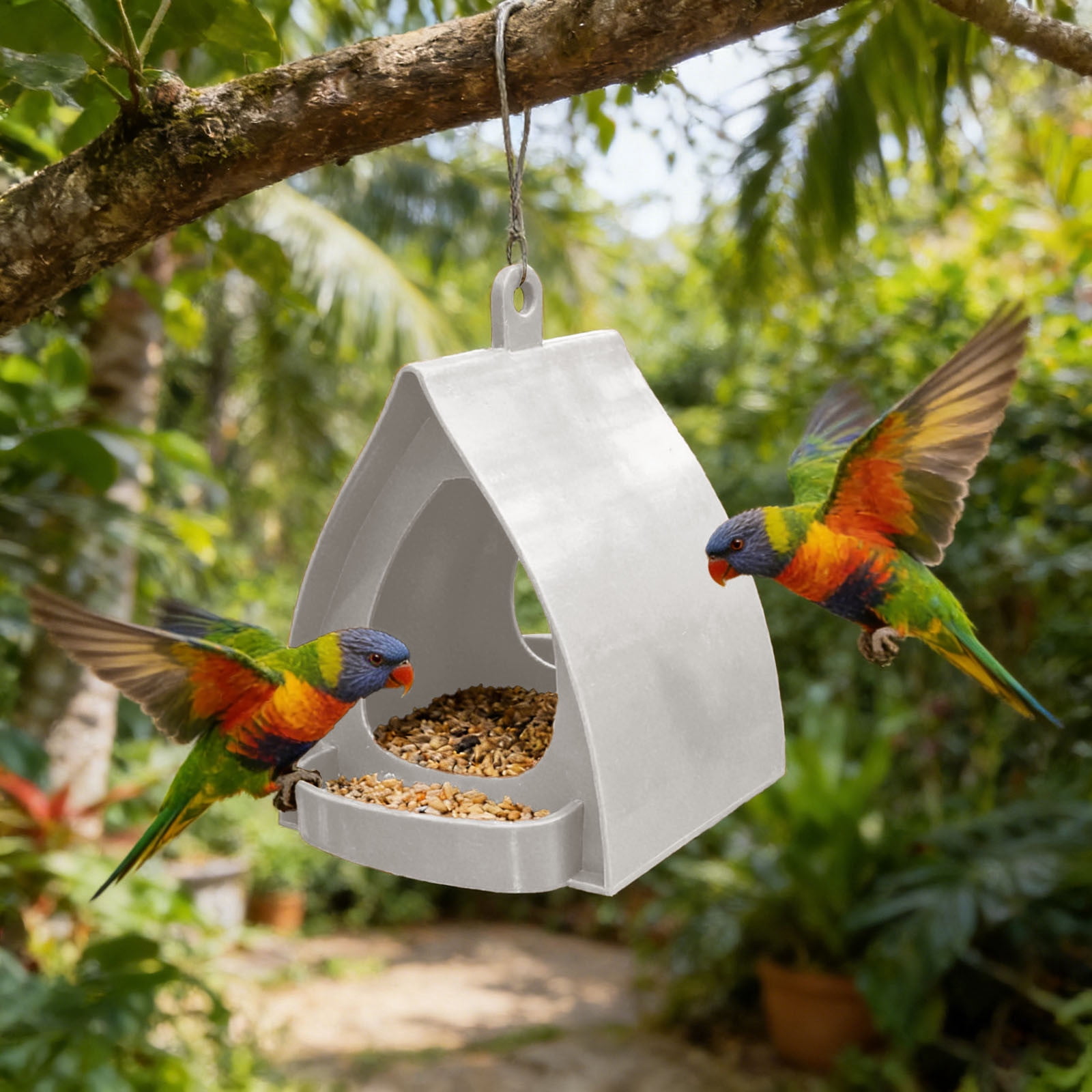 Open Design Bird Feeder House with Top Hook Hut Shape Hangable Wild ...