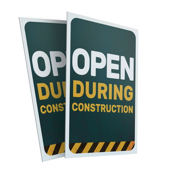 Open During Construction (2-PACK) 24" x 36" Plastic Signs | Sign Insert ...