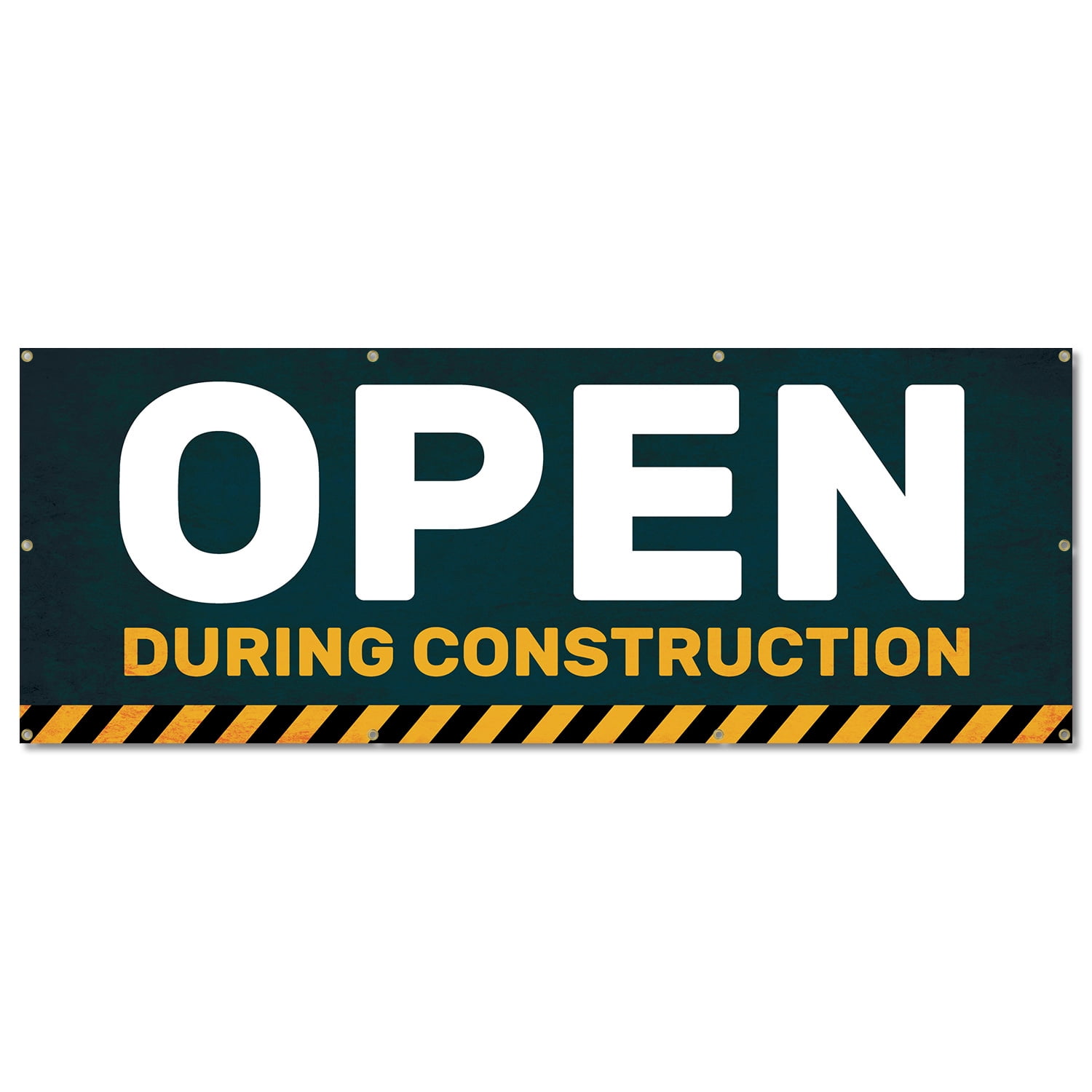 Open During Construction | 36" X 96" Banner | Outdoor Vinyl Sign With ...