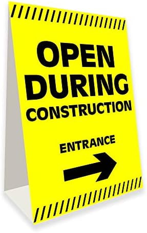 Open During Construction (Arrow) Economy A-Frame Sign 2 Feet Wide by 3 Feet Tall - Walmart.com