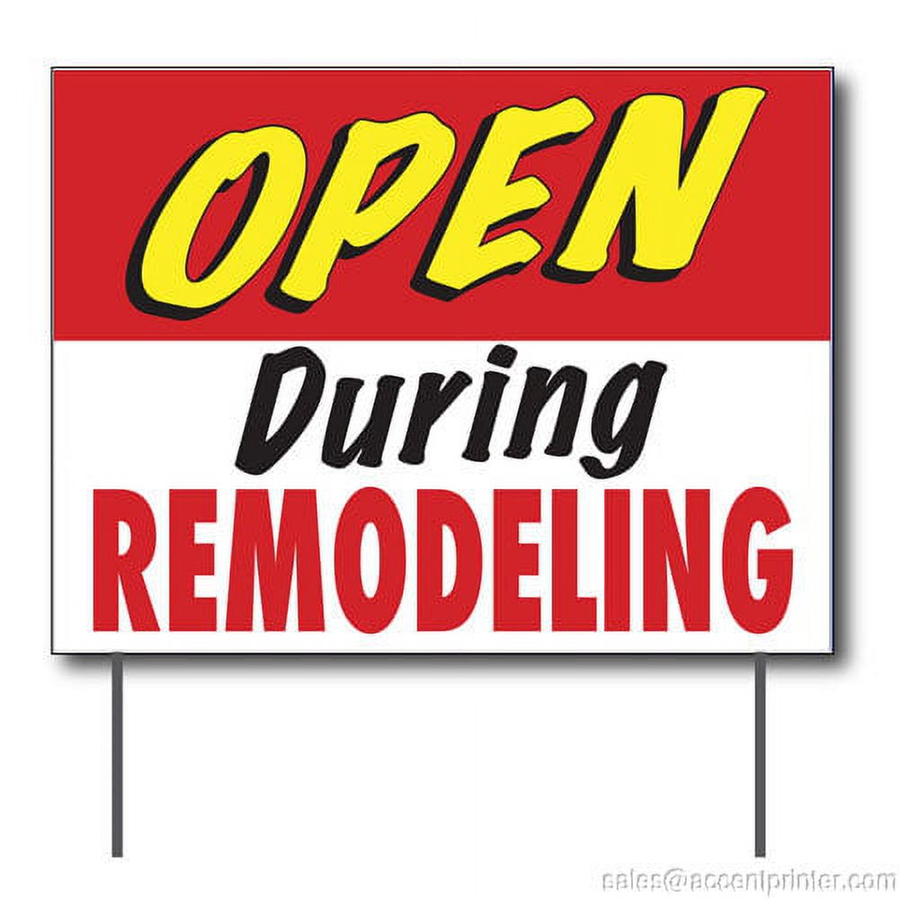 Open During Remodeling Curbside Sign, 24"w x 18"h, Full Color Double ...
