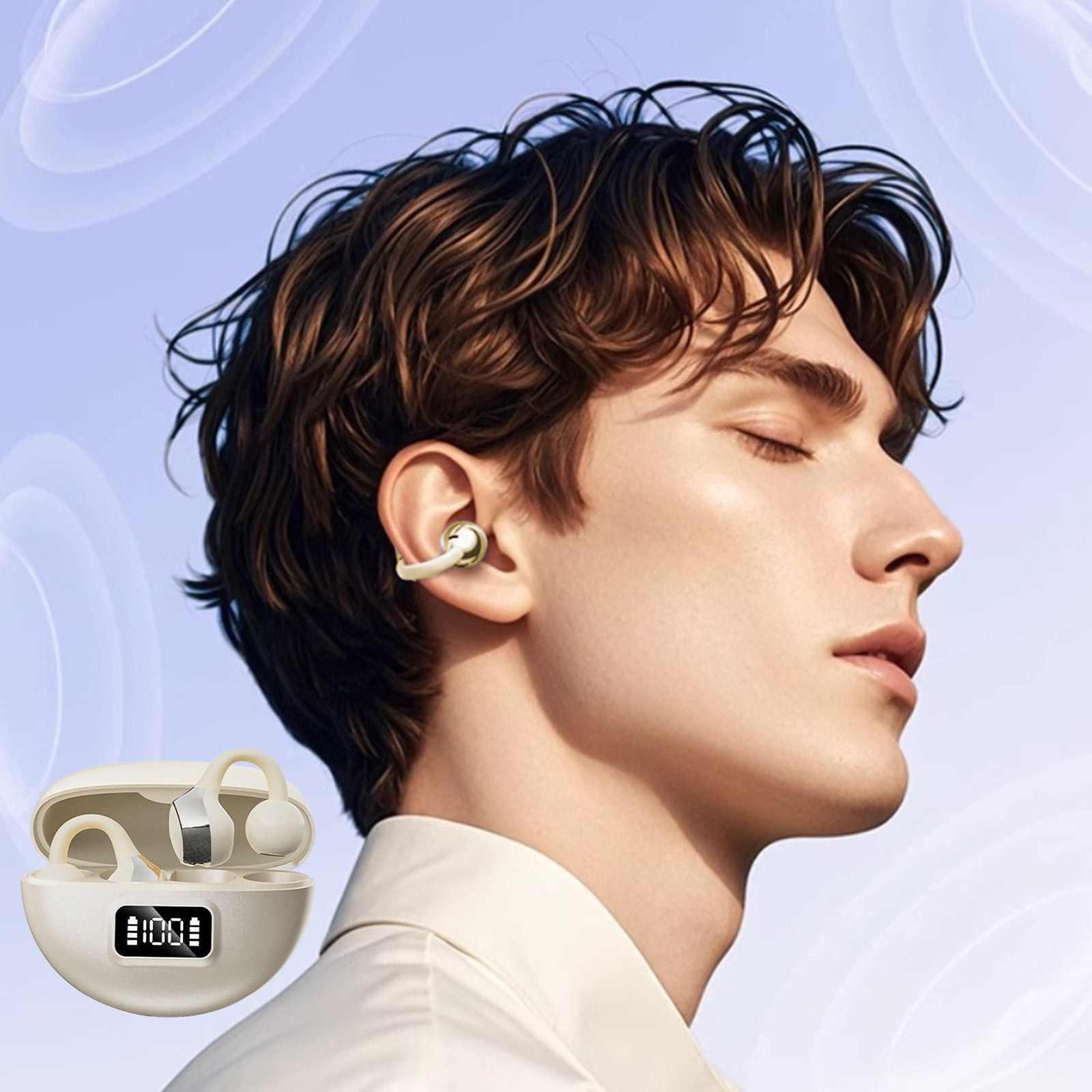 Open Ear Bluetooth Earphones 5.4, Ear Clip Style Wireless Headphones ...