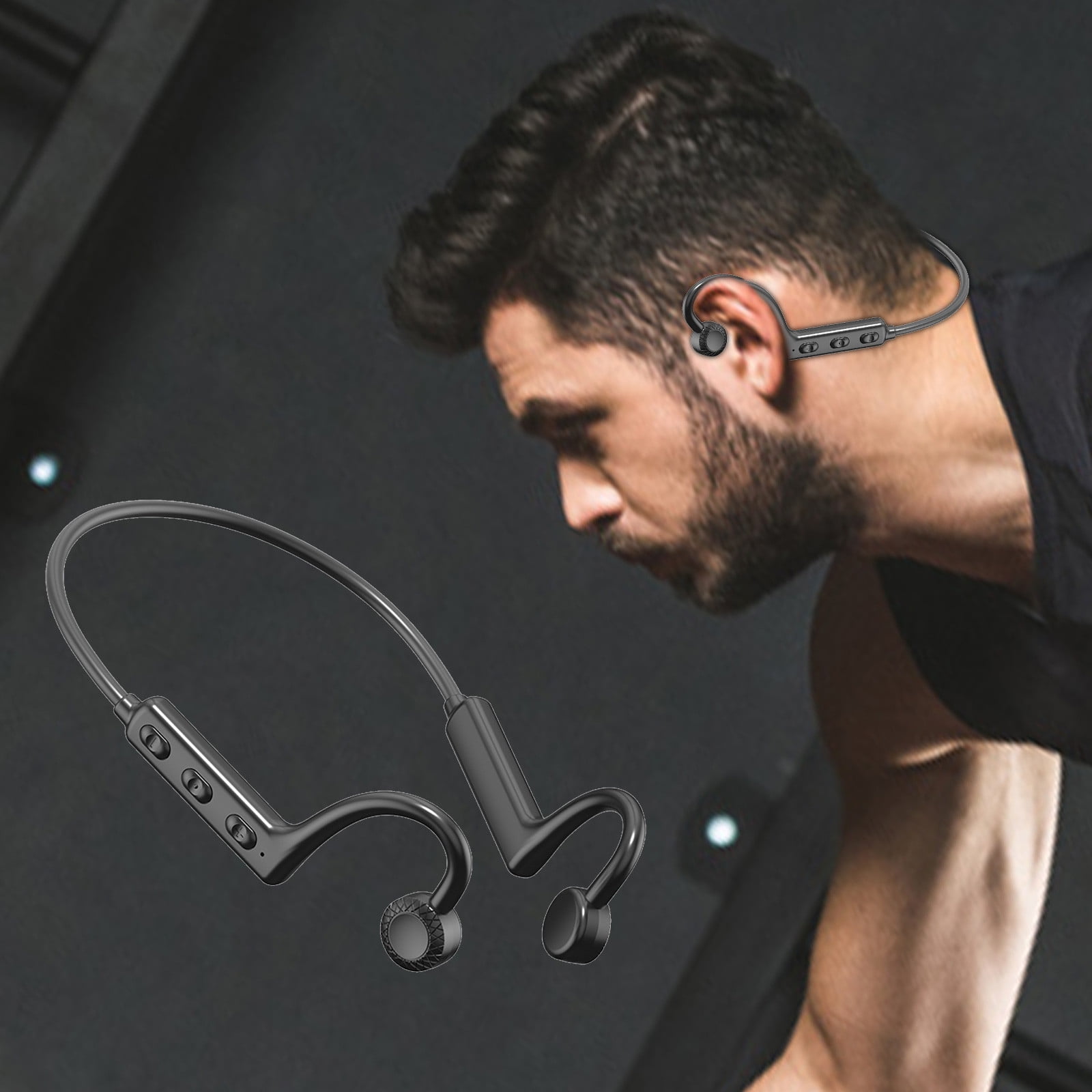 Open Ear Bone Conduction Headphones, Wireless Bluetooth Headset No Ear ...