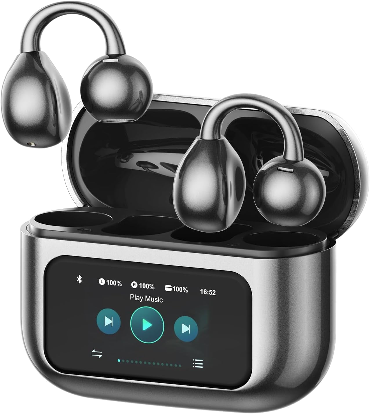 VEATo0L Open Ear Clip-On Earbuds, LCD Touch Screen,Bluetooth 5.4 Sports ...