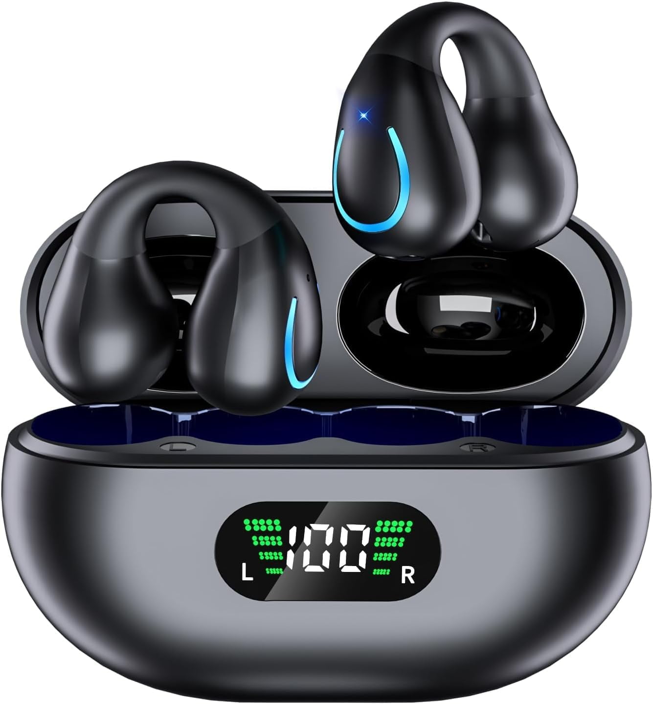 Open Ear Clip Wireless Earbuds Bluetooth 5.3, Sports Earphones Built-in ...