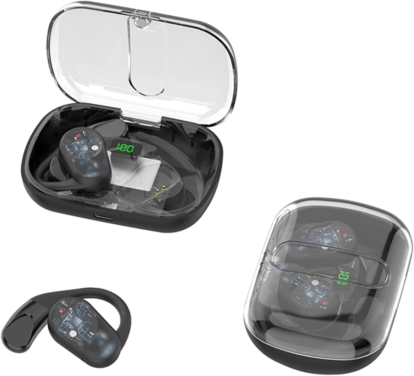 Open Ear Earbuds Bone Conduction Earbuds with Earhooks Wireless ...