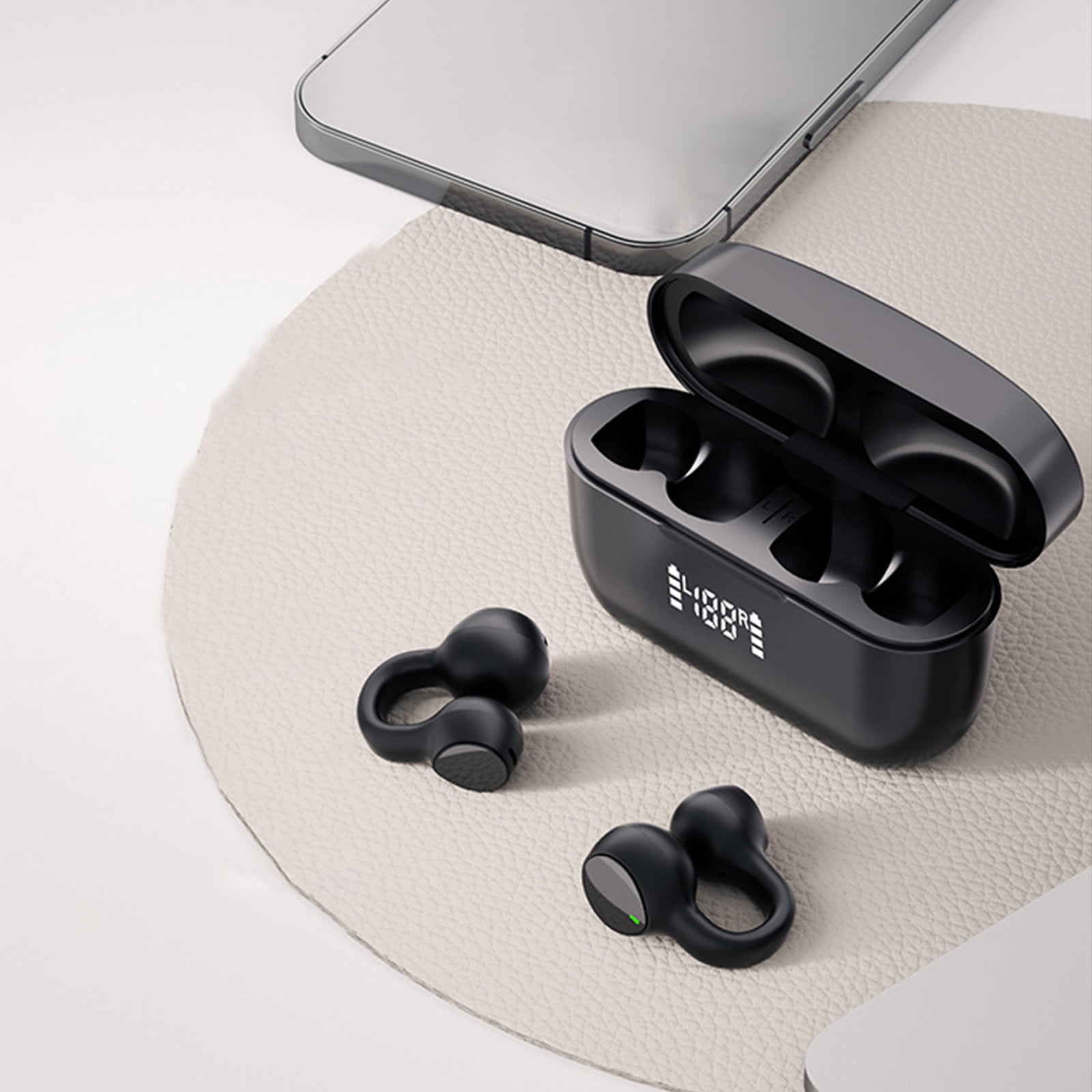 Open-Ear Earbuds, Clip-On Headphones, Flexible Joint Design, Button ...