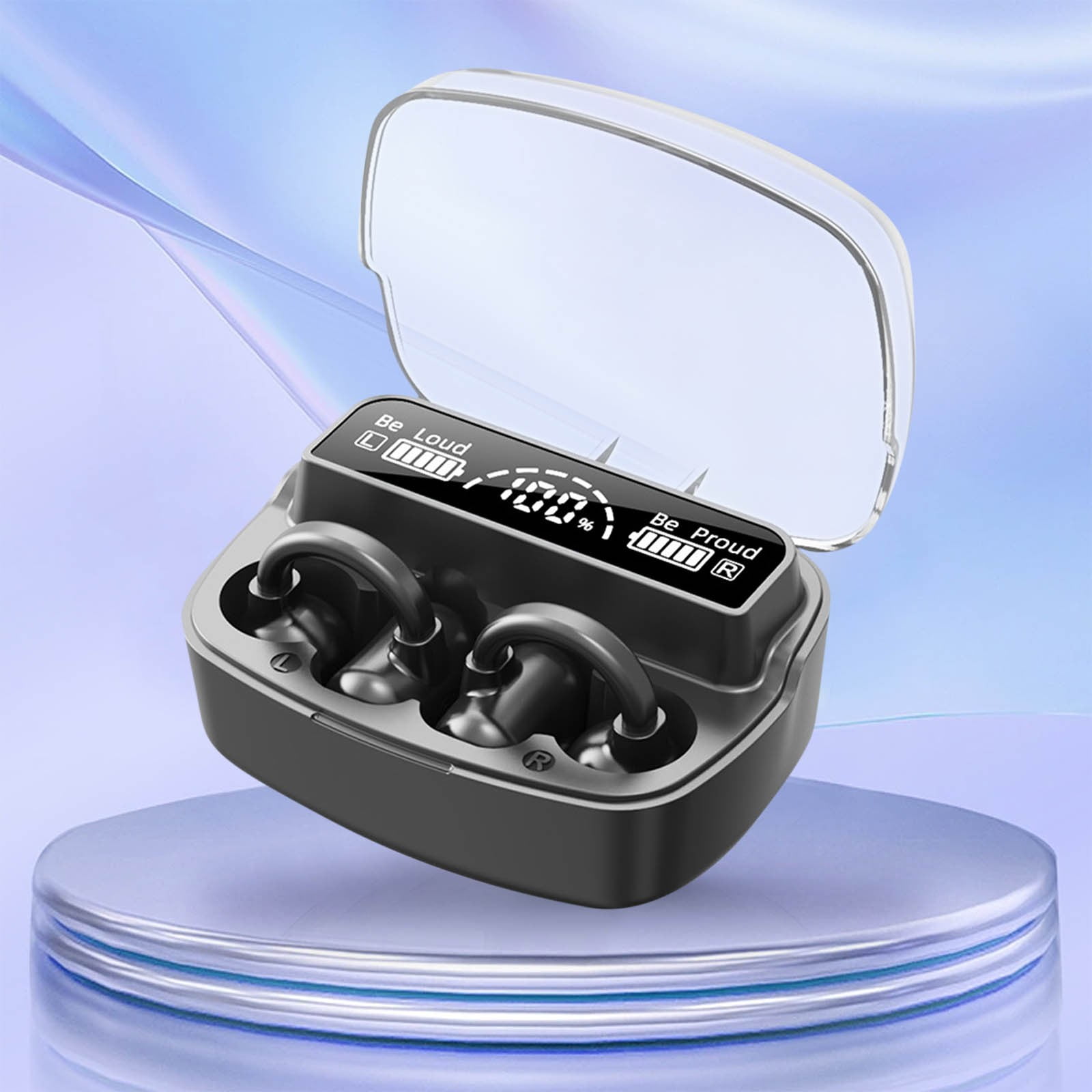 Open-Ear Headphones, Adjustable Ear Hooks, Snug Fit, Rich Bass, Hi-Res ...