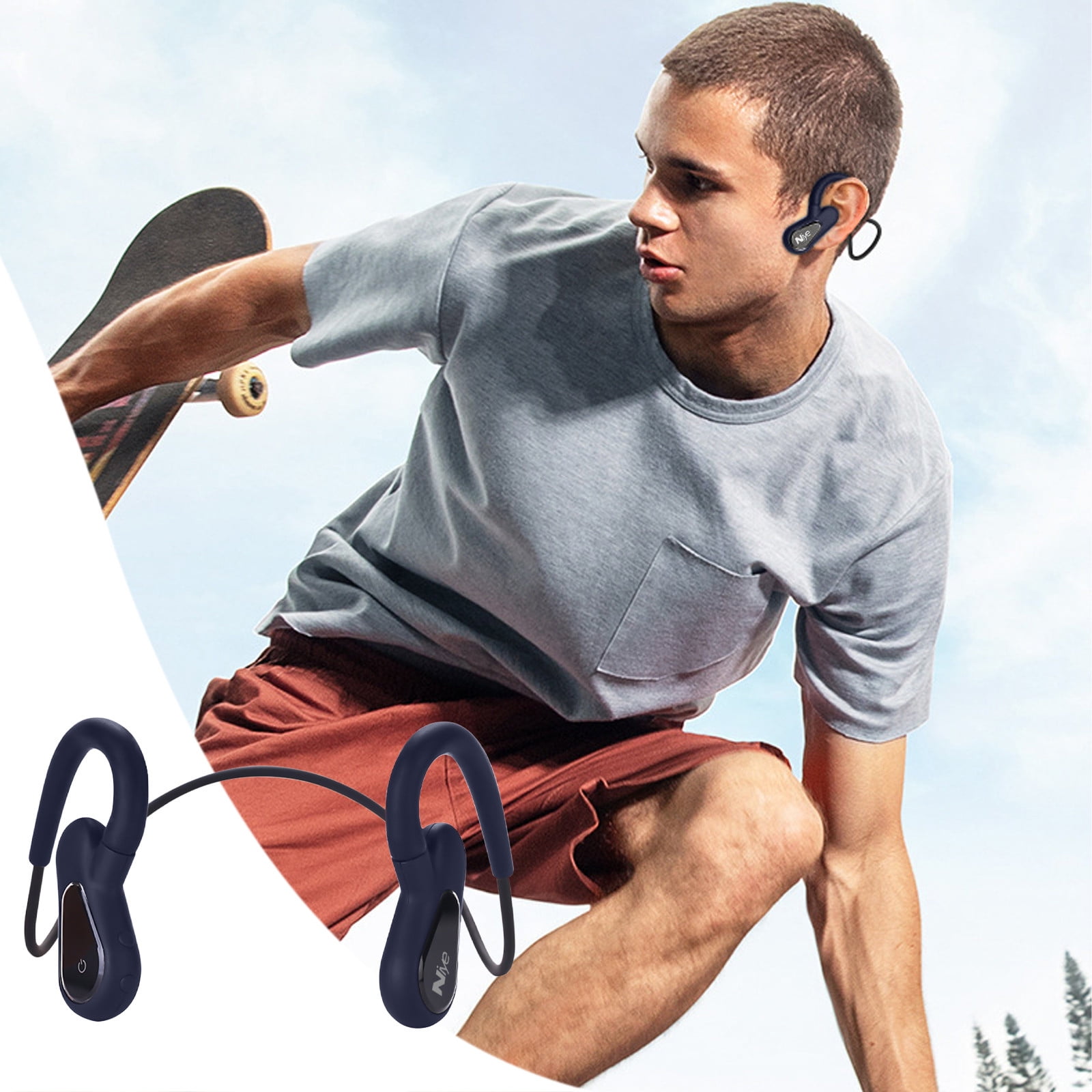 Open-Ear Headphones, Adjustable Ear Hooks, Snug Fit, Rich Bass, Hi-Res ...