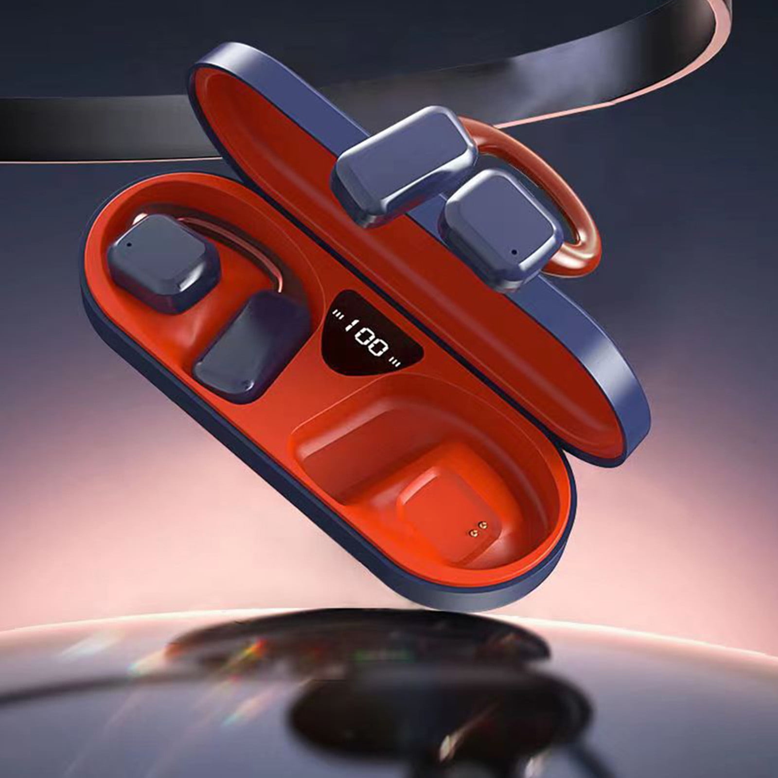 Open-Ear Headphones, Adjustable Ear Hooks, Snug Fit, Rich Bass, Hi-Res ...