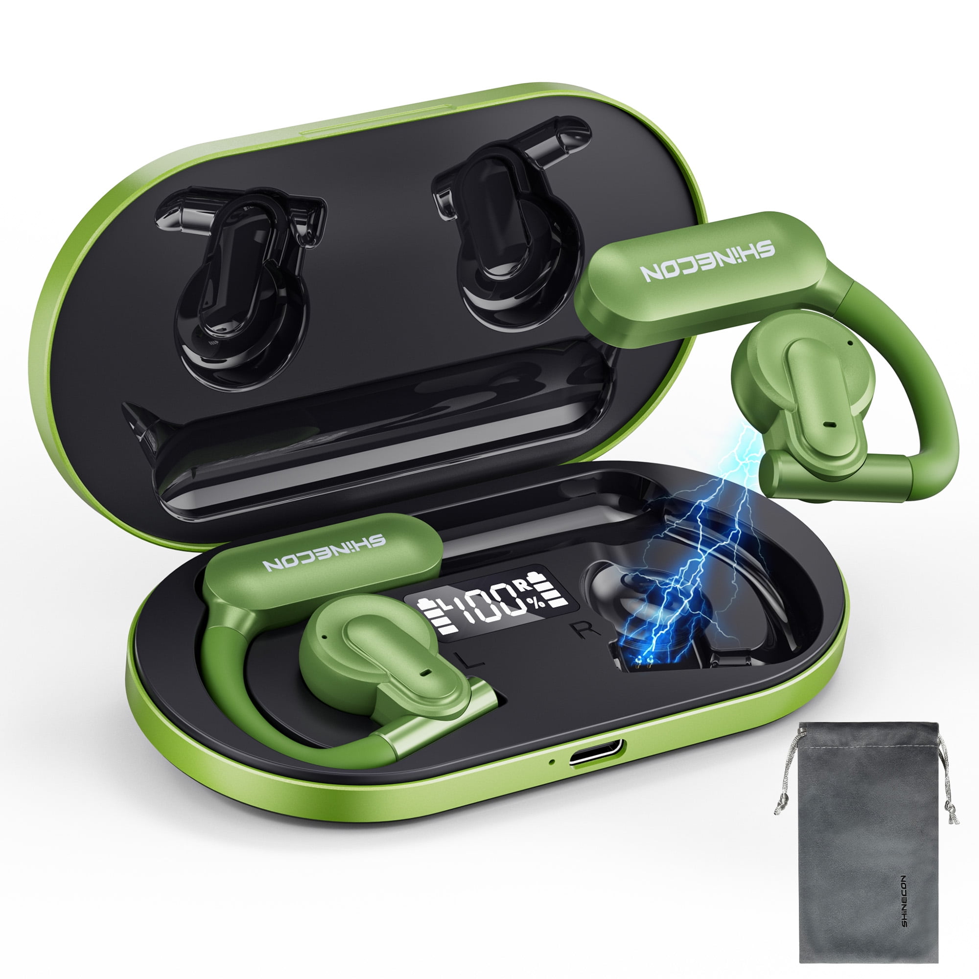 Open Ear Headphones Bluetooth 5.3 True Wireless Air Conduction Headphones with Mic for iPhone ...