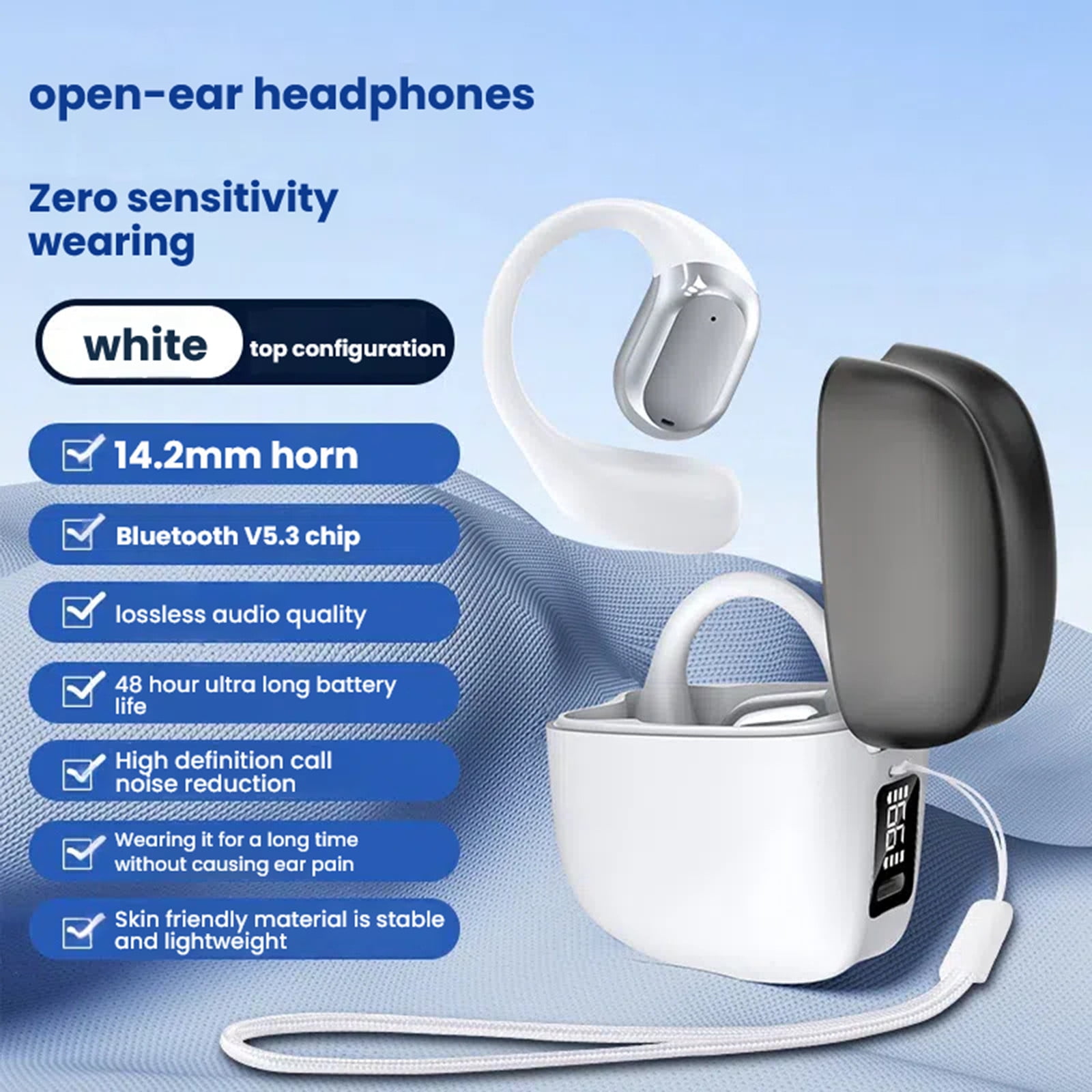 Open Ear Headphones, Bluetooth 5.3 Wireless Sports Earbuds with 48H ...
