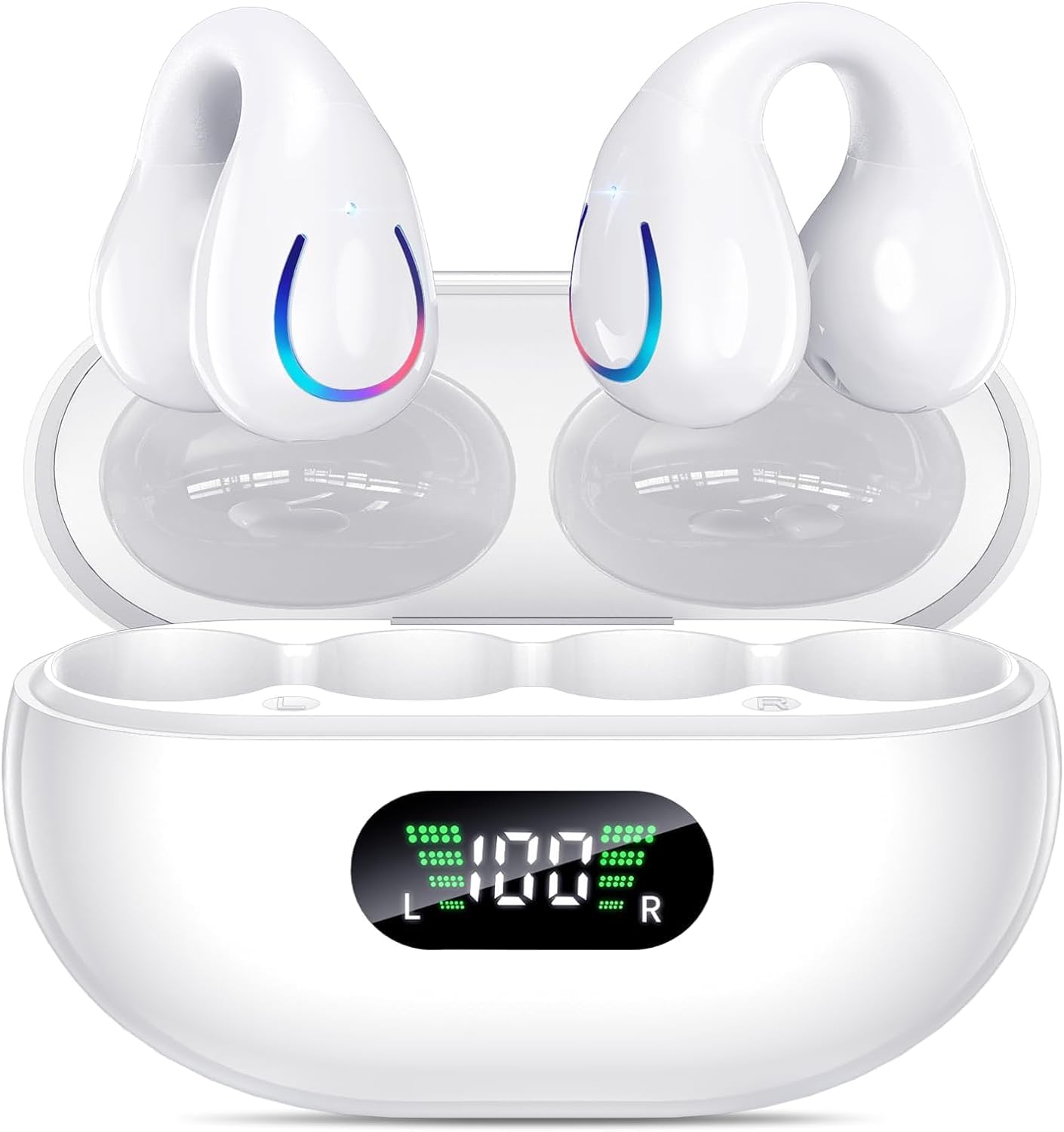Open Ear Headphones Clip On Mini Earbuds Bluetooth 5.3 Wireless Earbuds 48 Hours Playtime IPX7 ...