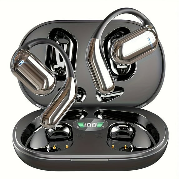 Open Ear Headphones, Earbuds With LED Display 60Hrs Playtime, Premium ...