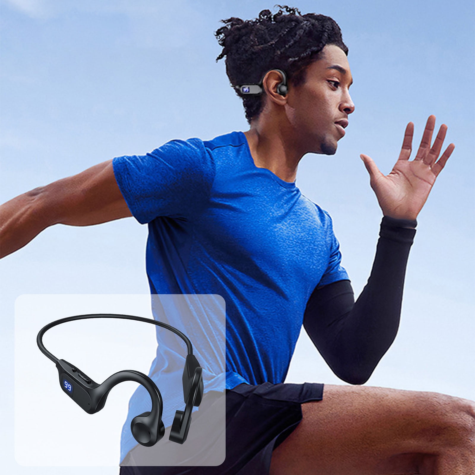 Open-Ear True Wireless Bluetooth Headphones with Microphone, Earbuds ...