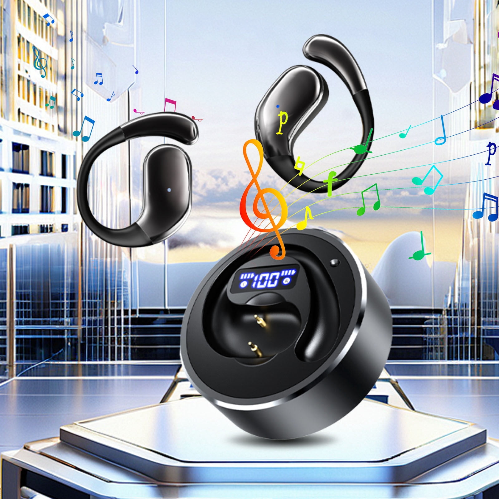 Open Ear Wireless Bluetooth Headphones,OWS Open Ear Earbuds,Secure ...