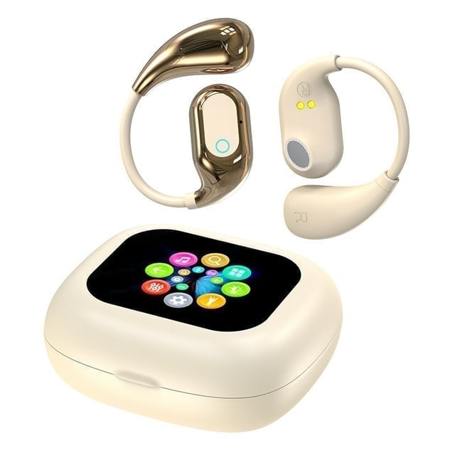 Open Ear Wireless Earbuds Built in Mic with Ear Hooks 80H Playtime with ...