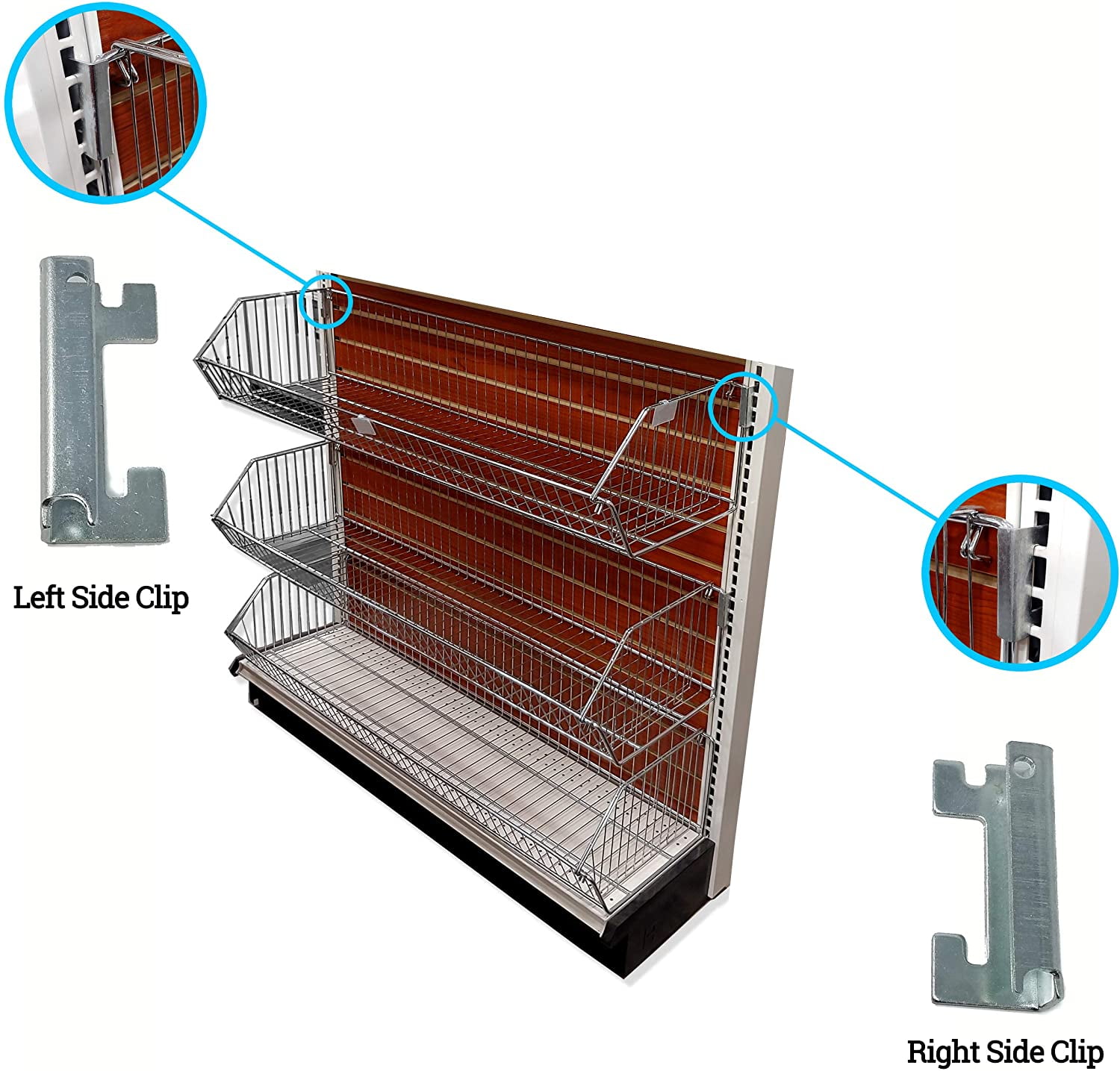Open End Basket Holding Clips to Hold Wire Baskets on Gondola Shelf ...