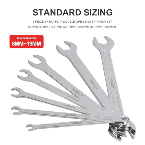 Open End Ratcheting Wrench Set, 7PCS Metric Slim Spanner Wrench Set ...