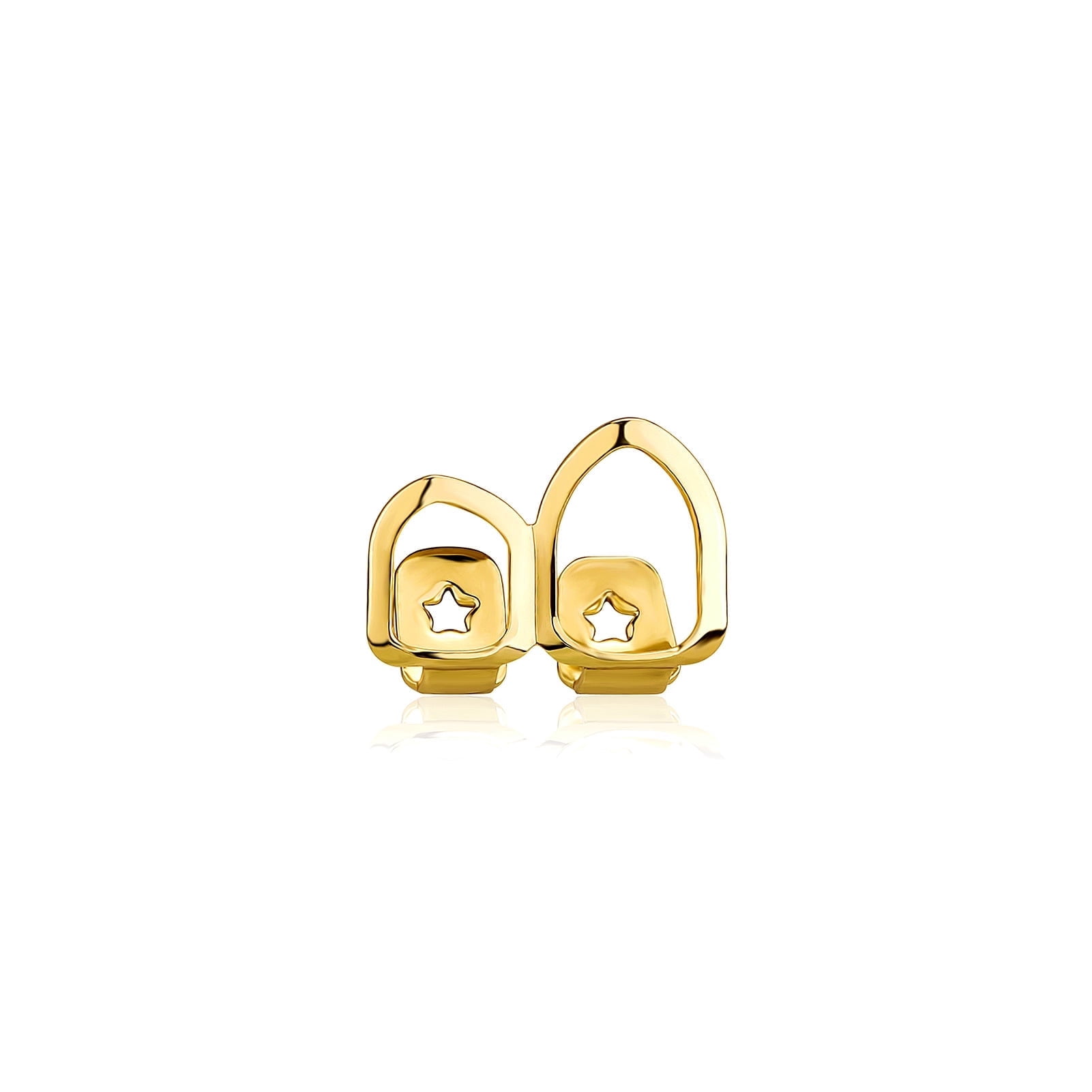 Open Face Copper Zirconia Star Teeth Grillz for Men & Women, Gold ...