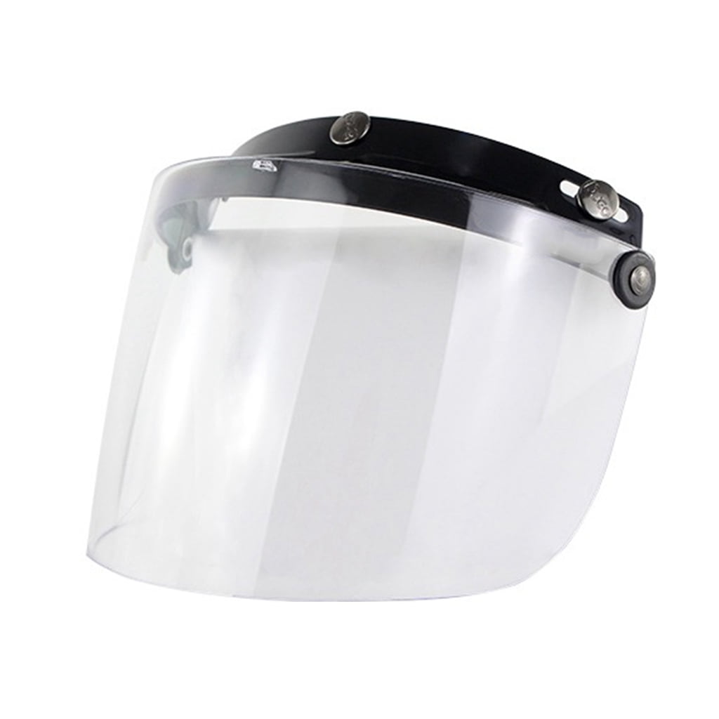 Open Face Helmet Visor, Motorcycle Bubble Shield, 3-Snap Design, Anti ...