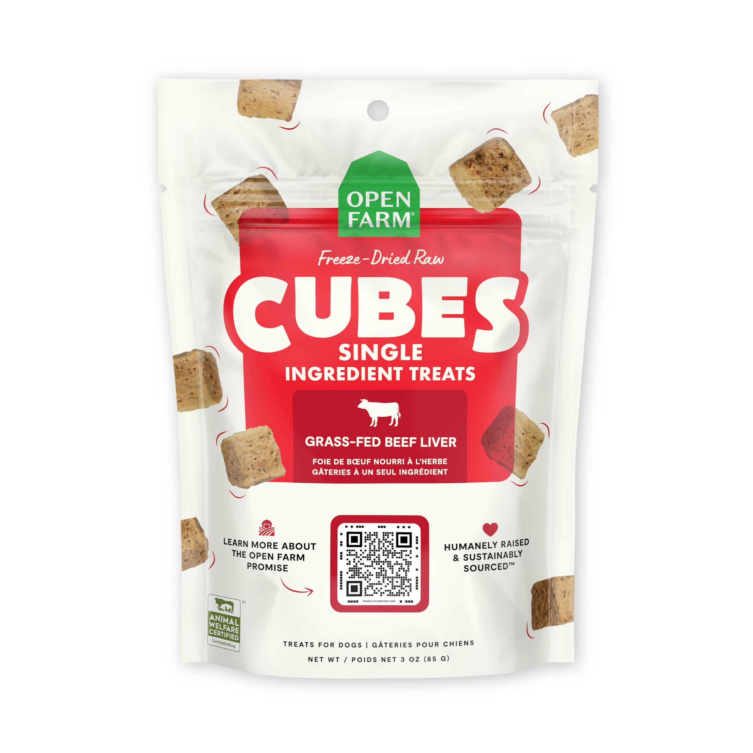 Open Farm Cubes, Freeze-Dried MZF22 Raw, Single Ingredient Dog Treats ...