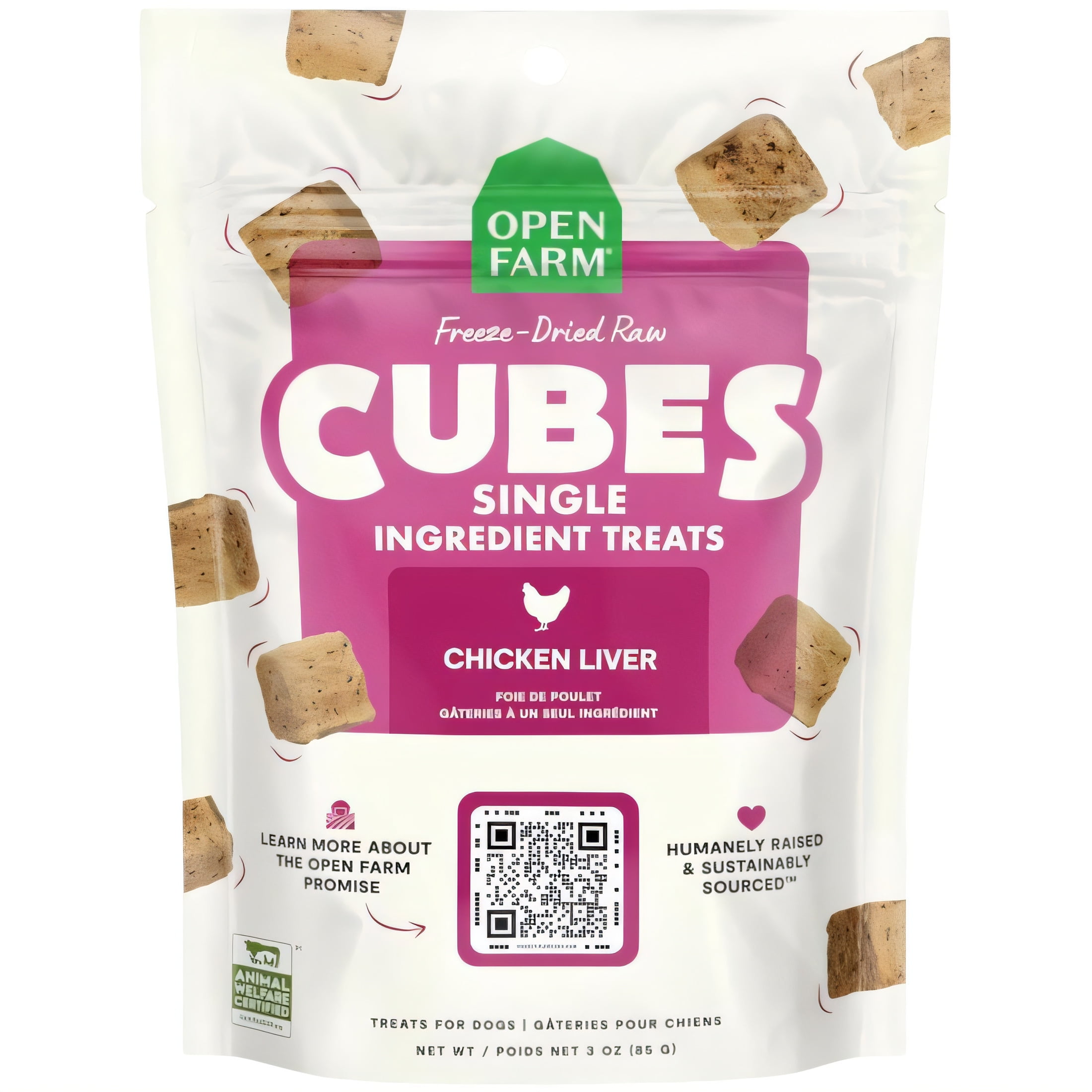 Open Farm Freeze Dried Raw Single Ingredient Chicken Liver Cubes Dog (3 ...