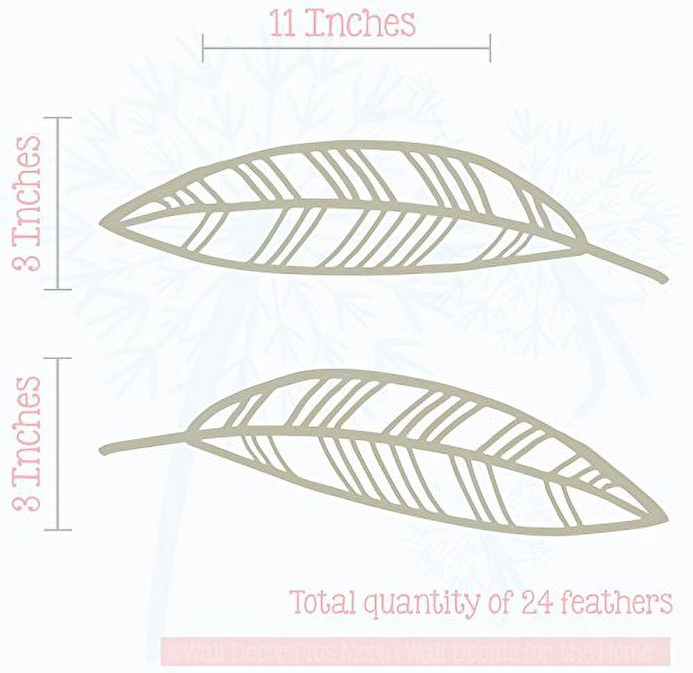 Open Feathers Wall Art Stickers Vinyl Decals Girl Bedroom Shape Décor ...
