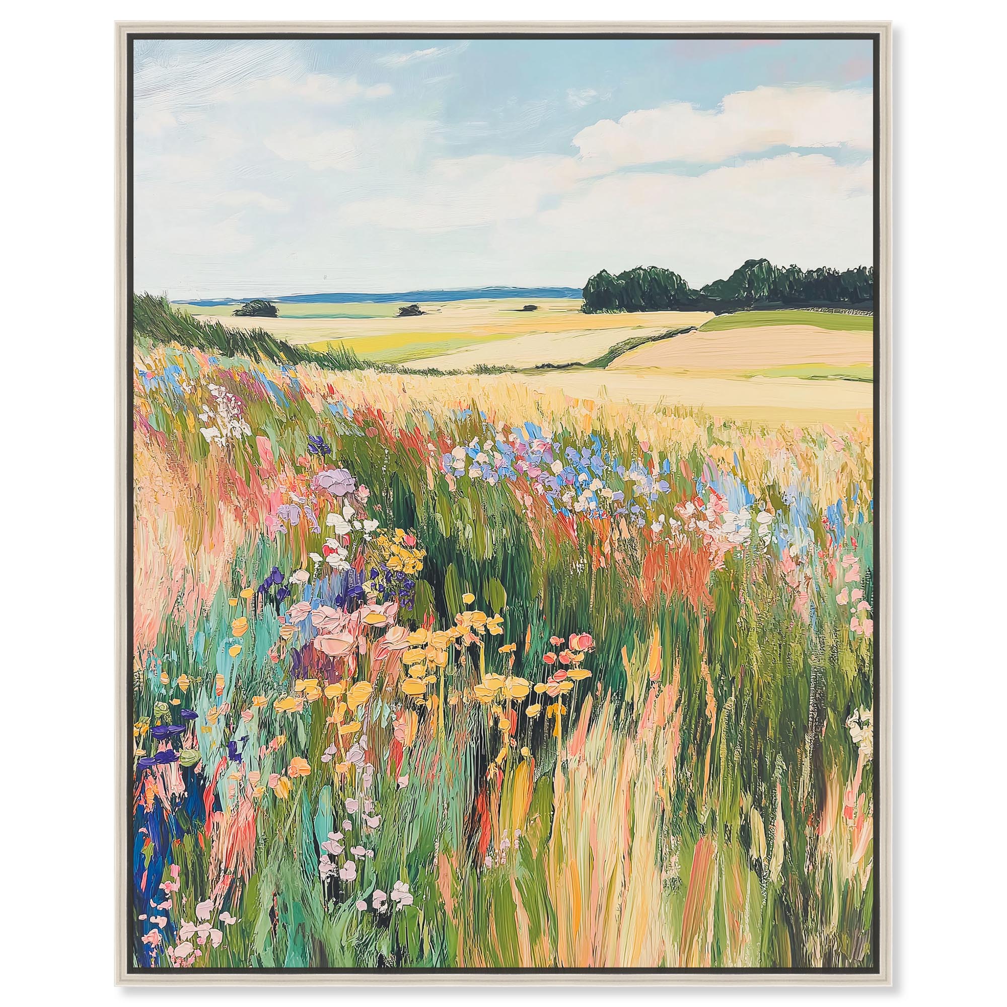 Open Field I Canvas Landscape Paintings by Art Remedy, Silver Frame, 20 ...