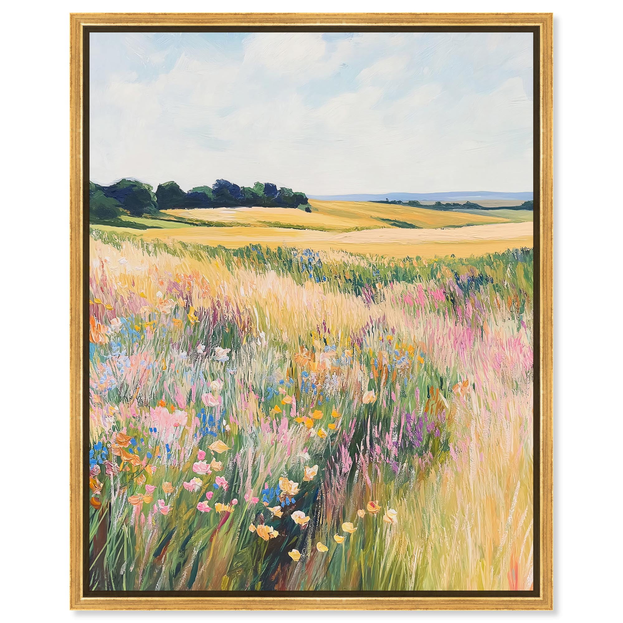Open Field II Canvas Landscape Paintings by Art Remedy, Gold Frame, 20 ...