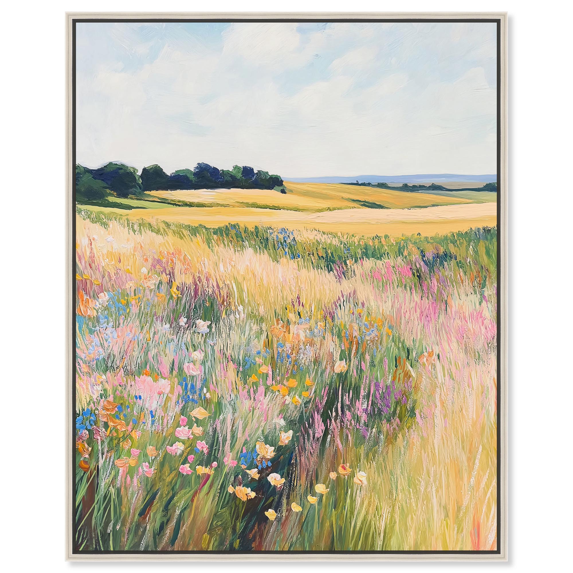 Open Field II Canvas Landscape Paintings by Art Remedy, Silver Frame ...