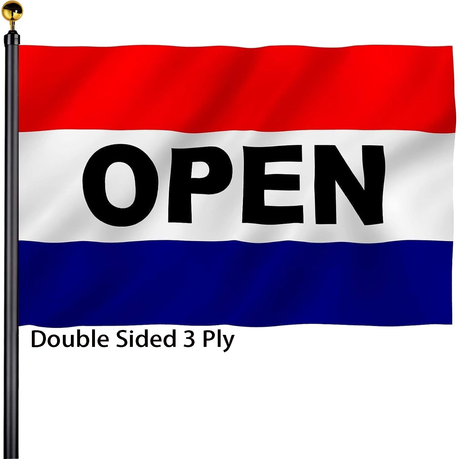 Open Flags for Business JKF25 Sign 3x5 Outdoor Double Sided 3 Ply Heavy ...
