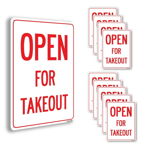 Open For Takeout Public Safety Rigid Plastic Sign 18 Inch x 12 Inch ...