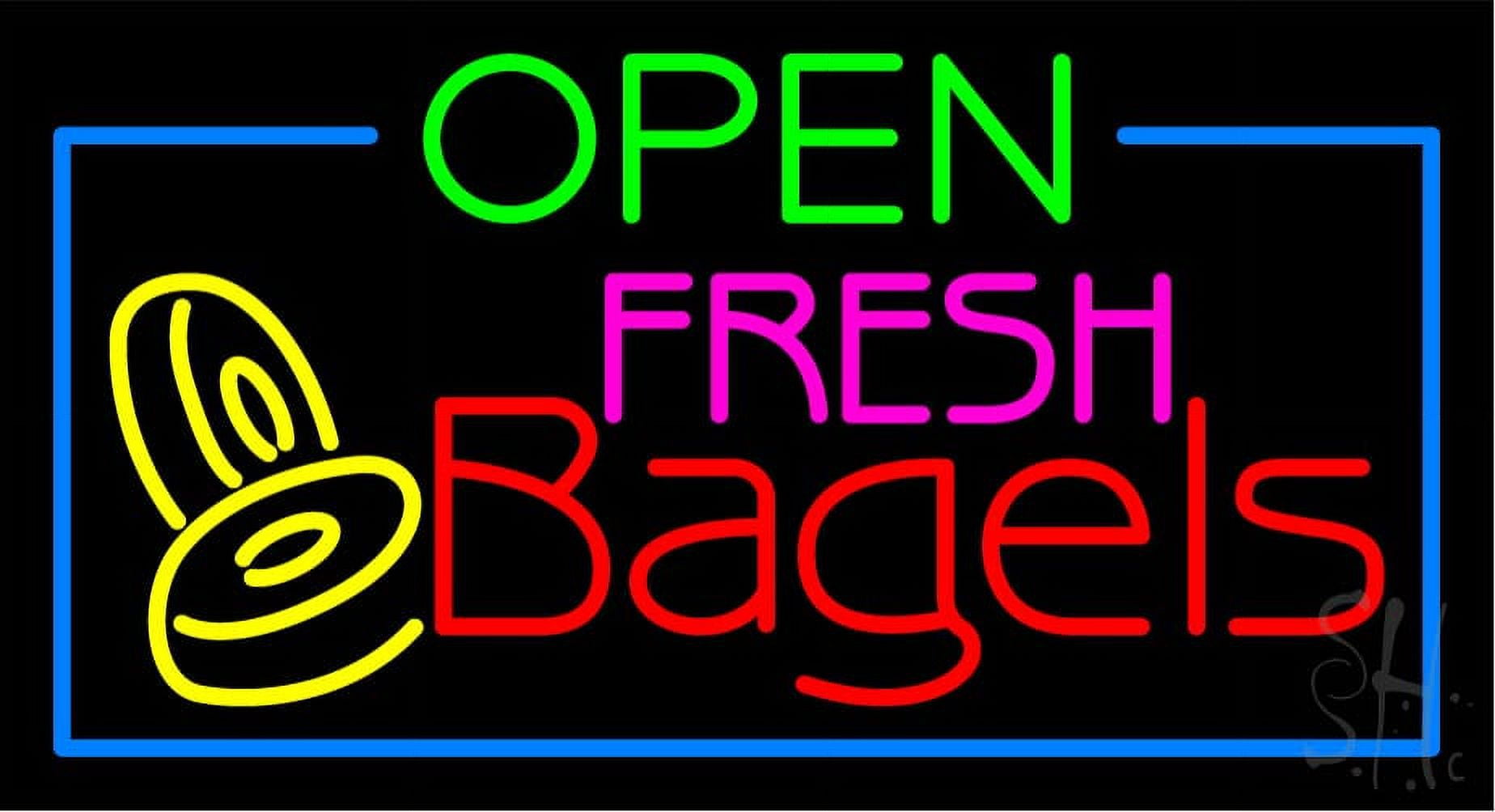 Open Fresh Bagels LED Neon Sign 13 x 24 - inches, Clear Edge Cut ...