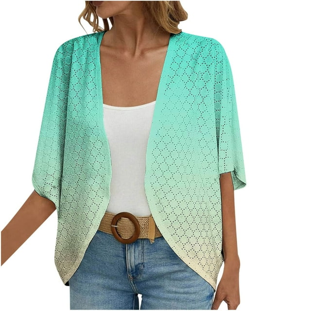 Open Front Cardigans for Women Lightweight Kimono Short Sleeve Casual ...