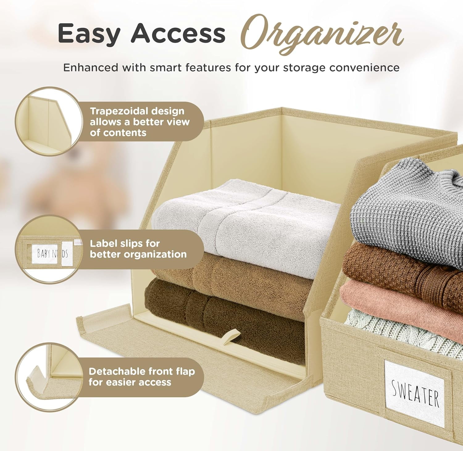 Open Front Closet Storage Bins 12x12x10 – Trapezoid Shelf Organizer ...
